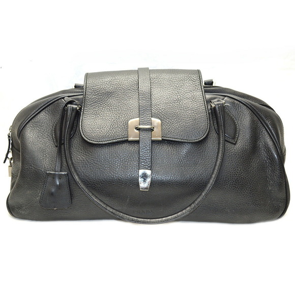 Prada | Bags | Prada Boston Bag Leather Black | Poshmark